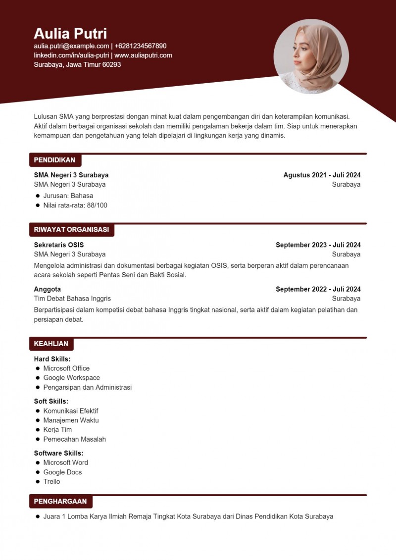 71 Contoh CV Fresh Graduate PDF | Contoh CV Tipe Fresh Graduate | Edit CV Online Halaman 2